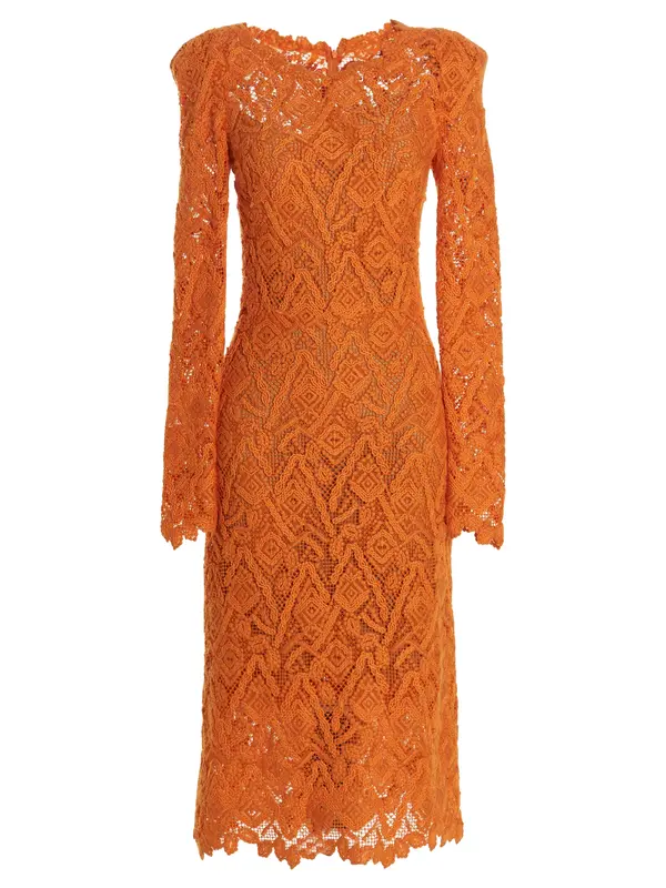 Ermanno Scervino Macramé Lace Dress - Orange