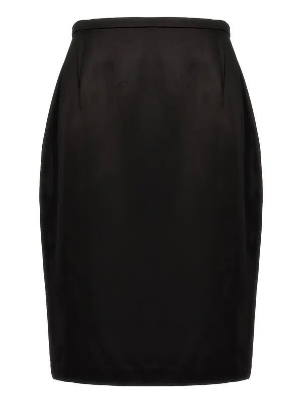 Saint Laurent Viscose Satin Pencil Skirt - Black