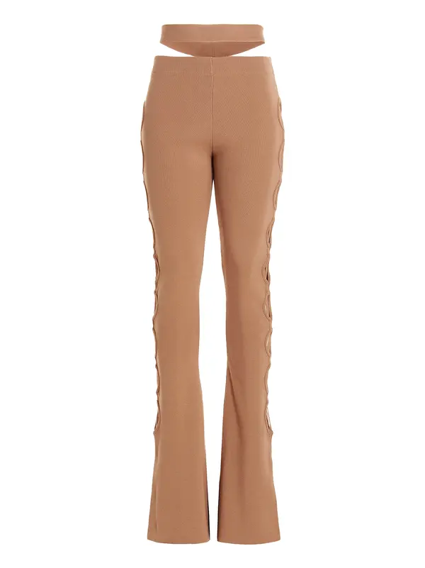 ANDREĀDAMO Cut-out Flared Pants - Beige