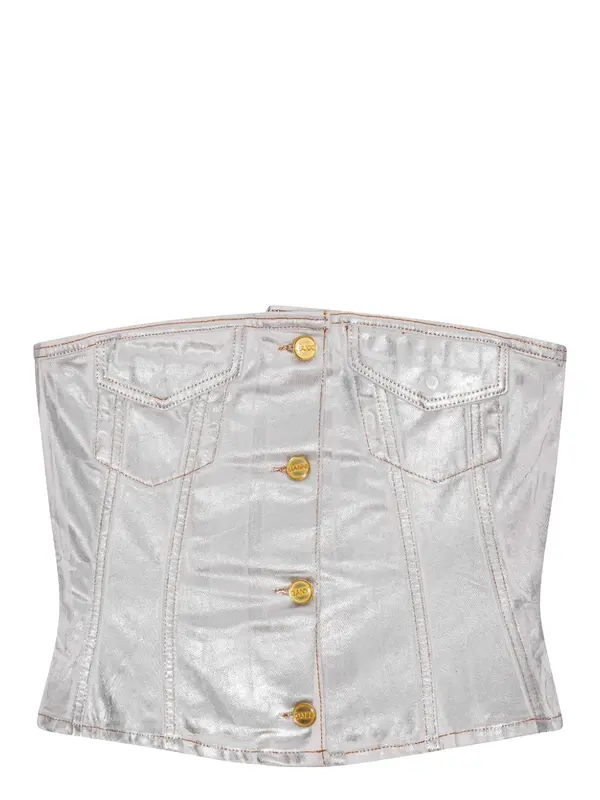 GANNI Organic Cotton Denim Corset - White