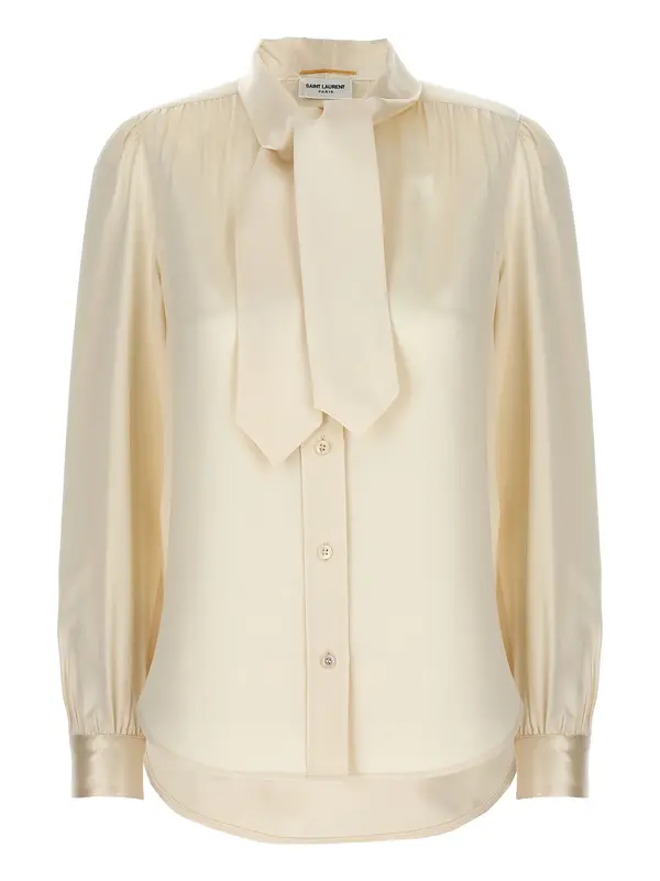 Saint Laurent Lavalliere Silk Shirt - White