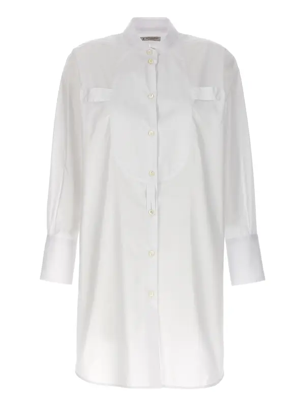Alberto Biani Long Plastron Tuxedo Shirt - White