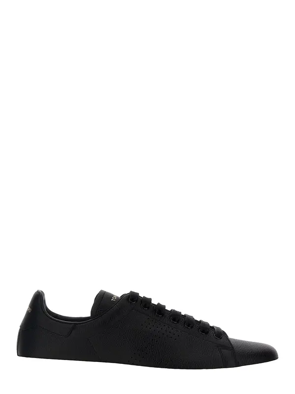 TOM FORD Logo Leather Sneakers - White/black