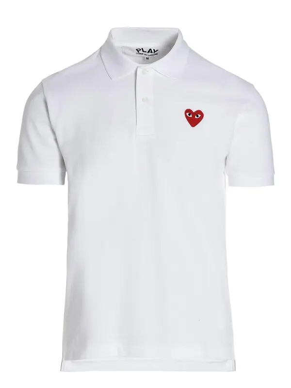 Play Comme Des Garcon Logo Patch Polo Shirt - White