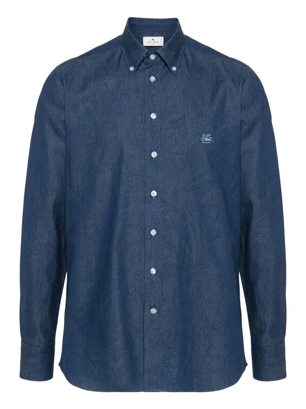 Etro Logo Cotton Shirt - Blue