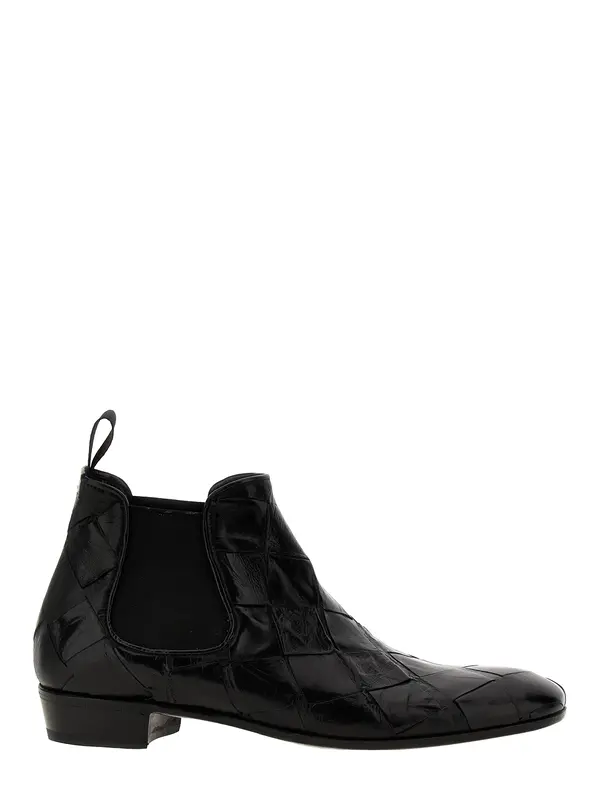LIDFORT Braided Leather Ankle Boots - Black