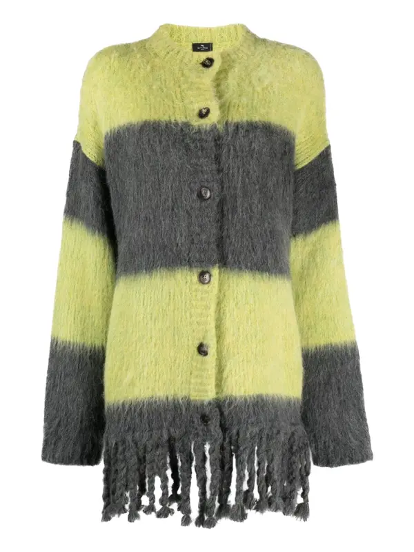 Etro Striped Wool Blend Cardigan - Yellow