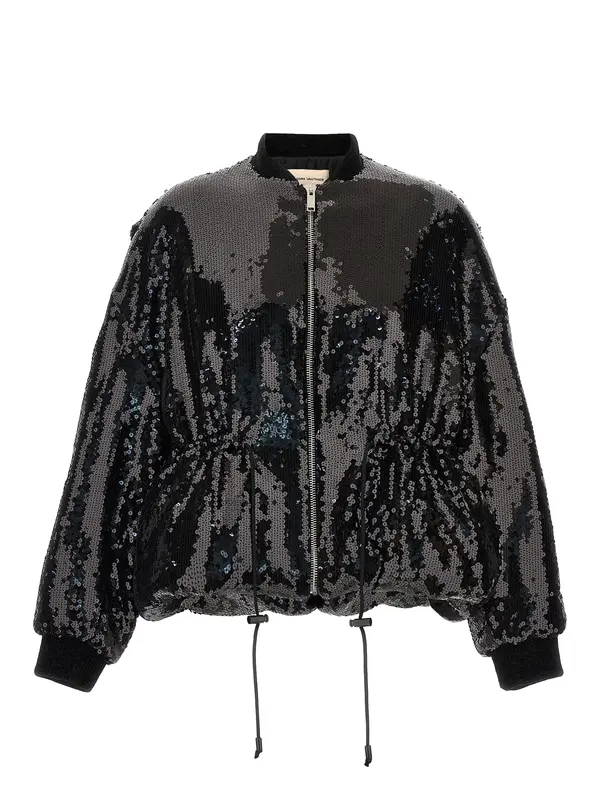 Alexandre Vauthier Sequin Bomber Jacket - Black