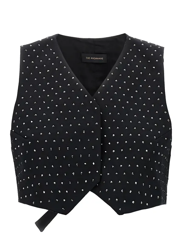 Andamane Nadine Crystal Embellished Waistcoat - Black