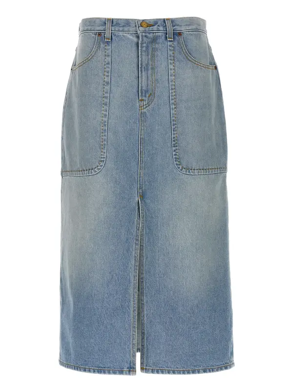 B Sides Hill' Denim Skirt - Light Blue
