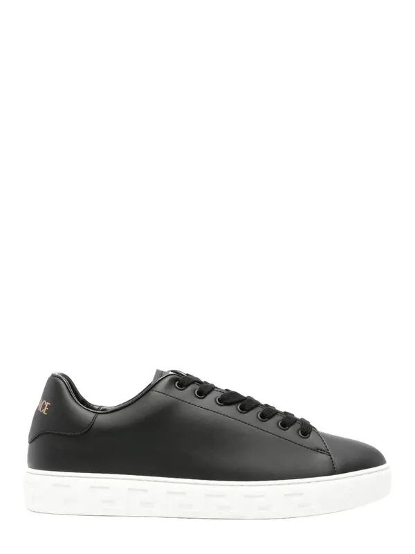 Versace Greca Leather Sneakers - Black