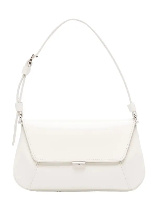 Amina Muaddi Ami Mini Leather Shoulder Bag - White