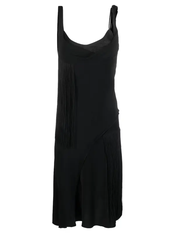 Victoria Beckham Asymmetric Fringe Mini Dress - Black