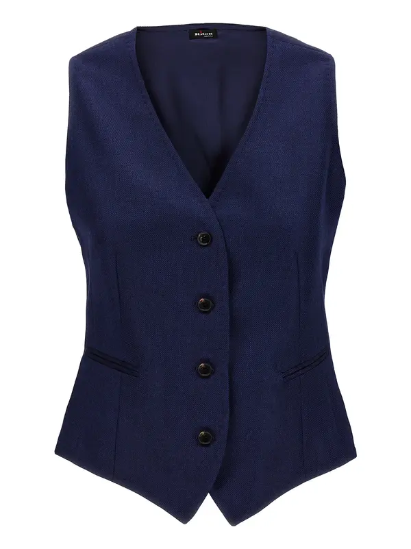Kiton Silk Cashmere Vest - Blue