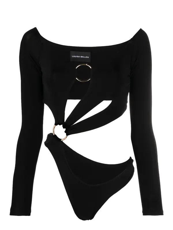 LOUISA BALLOU Long Sleeve Cut Out Bodysuit - Black