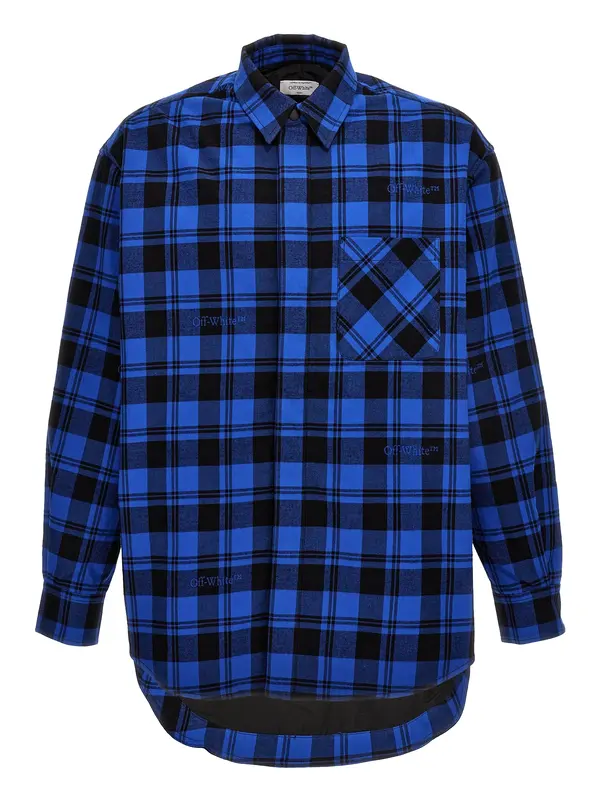 Off White Check Flannel' Overshirt - Blue