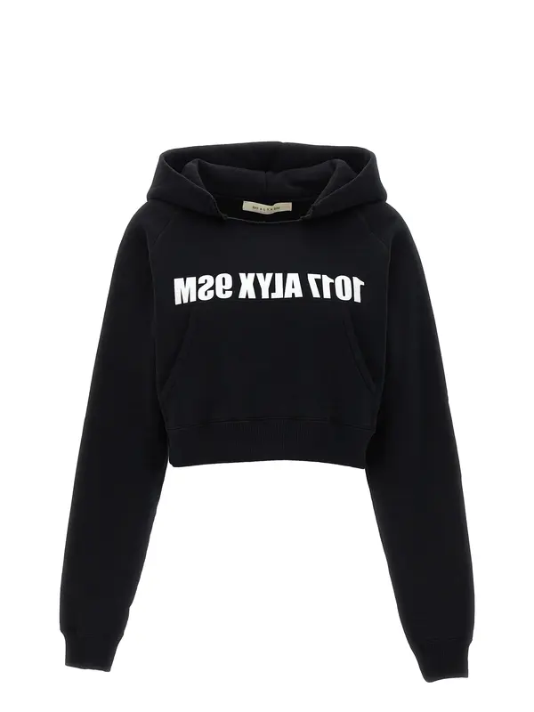 1017 Alyx 9sm Logo Print Cropped Hoodie - White/black