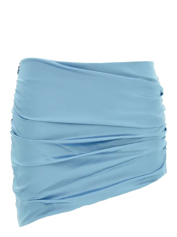 Alessandra Rich Satin Mini Skirt - Light Blue