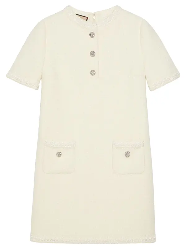 Gucci Wool Tweed Mini Dress - White
