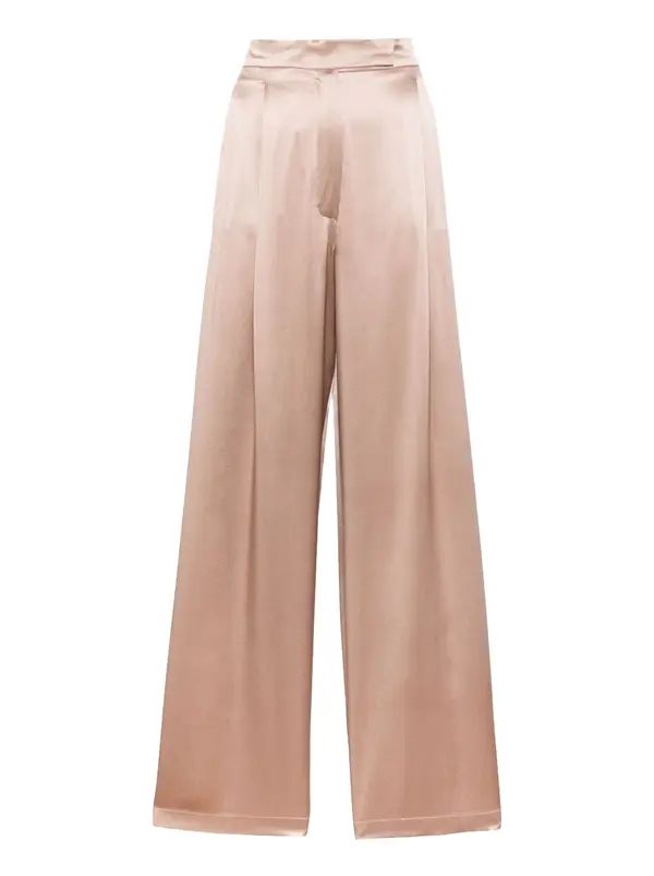 Max Mara Satin Wide Leg Trousers - Brown