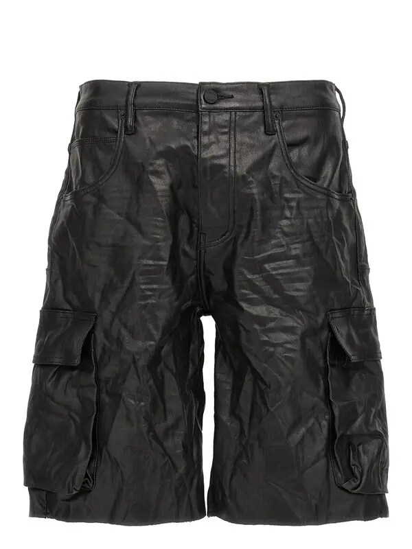 PURPLE BRAND High Shine Cargo Bermuda Shorts - Black