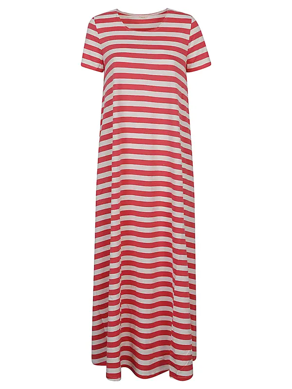 Apuntob Striped Cotton Long Dress - Pink