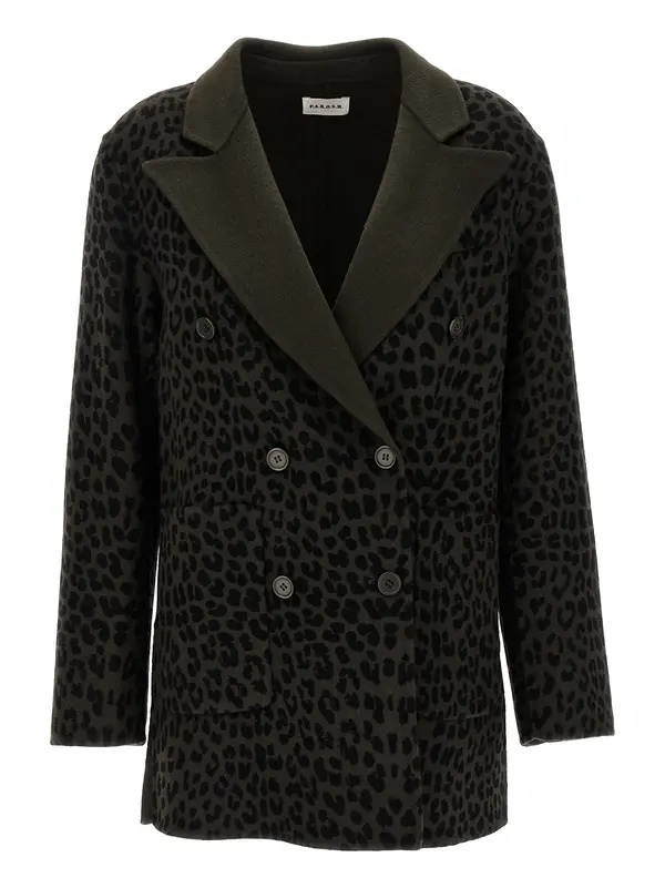 P.a.r.o.s.h Animal Print Double-breasted Blazer - Green