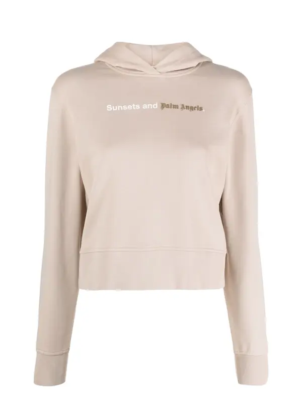 Palm Angels Sunset Cotton Hoodie - Beige