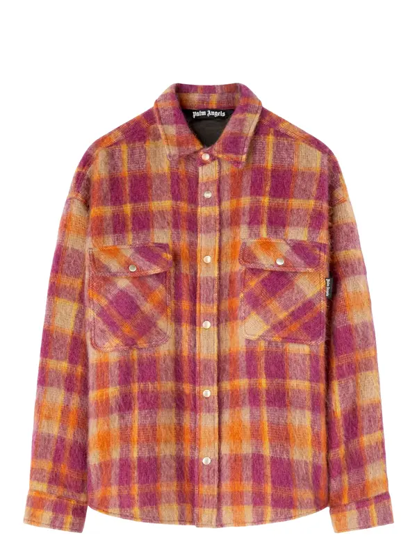 Palm Angels Checked Wool Overshirt - Bordeaux