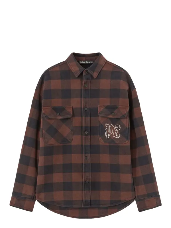 Palm Angels Monogram Cotton Overshirt - Brown