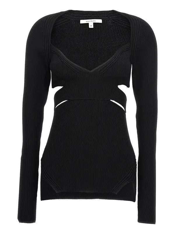 NENSI DOJAKA Cut-out Ribbed Sweater - Black