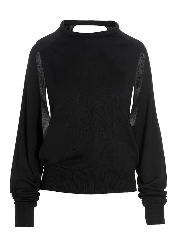 RAMAEL Cut-out Insert Top Sweater - Black