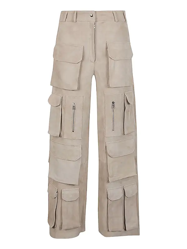 FERMAS.CLUB Suede Cargo Trousers - Beige
