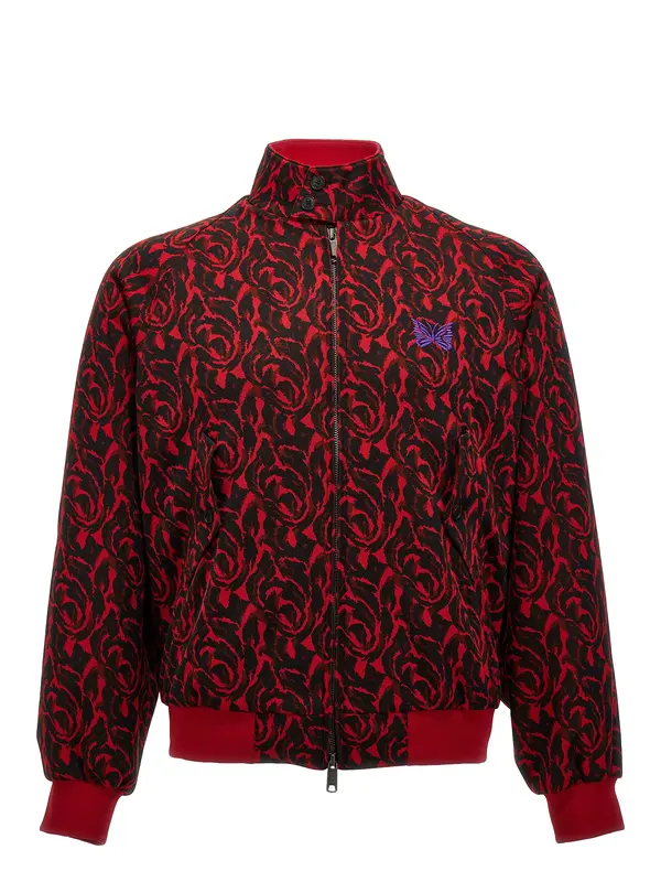 BARACUTA Jacquard Needles' Bomber Jacket - Red
