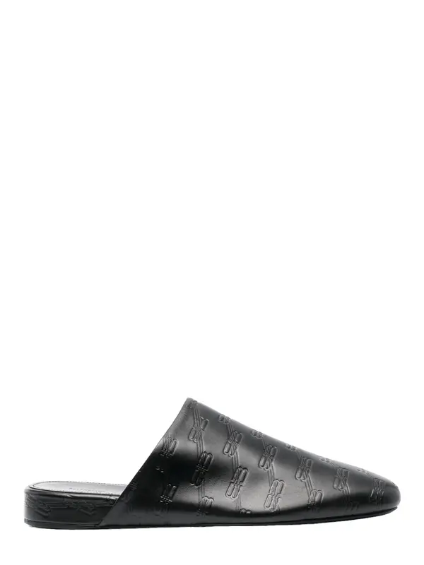 Balenciaga Cosy Bb Leather Slippers - Black