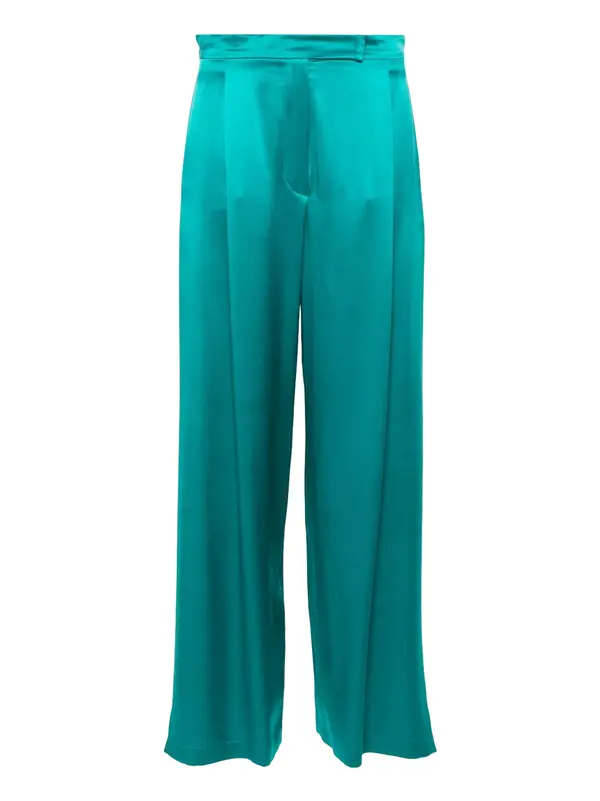 Max Mara Satin Wide Leg Trousers - Green