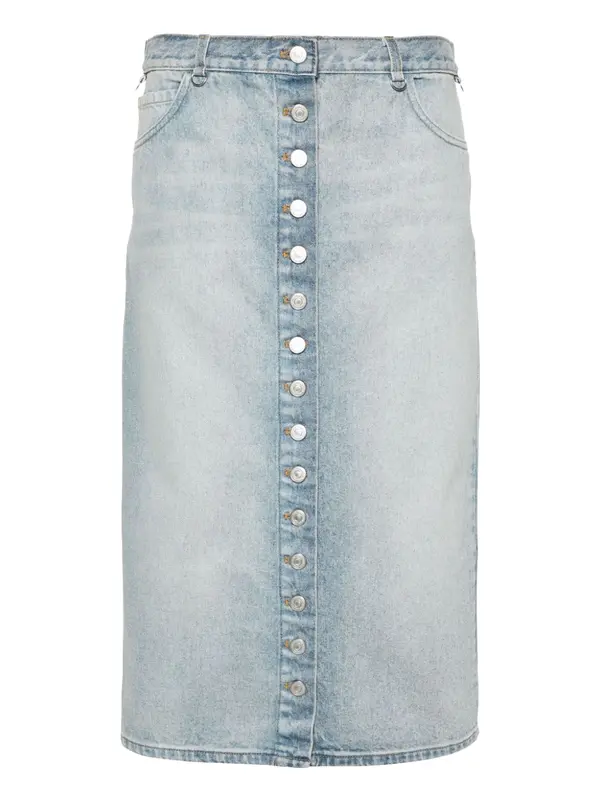COURREGES Denim Midi Skirt - Clear Blue