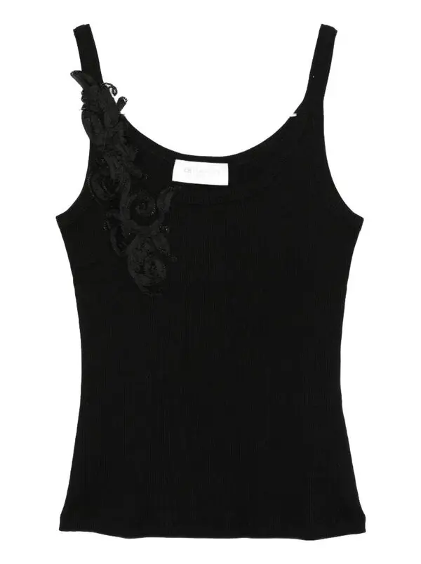 ERMANNO FIRENZE Embroidered Tank Top - Black