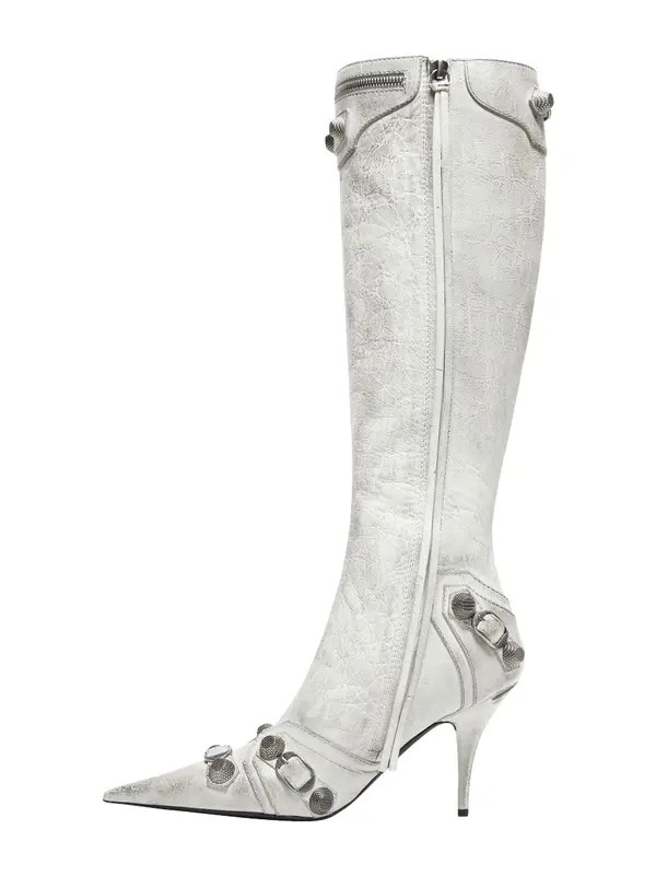 Balenciaga Le Cagole Leather Boots - White