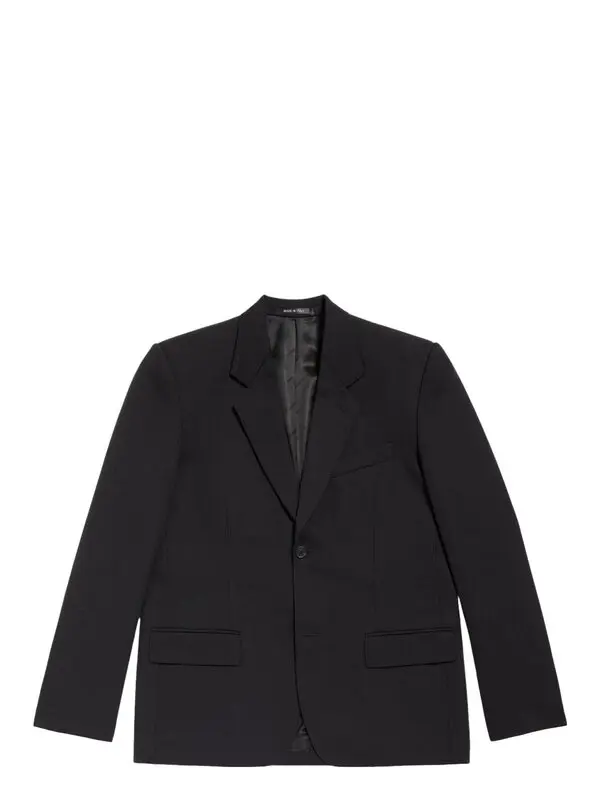 Balenciaga Wool Single Breasted Blazer Jacket - Black