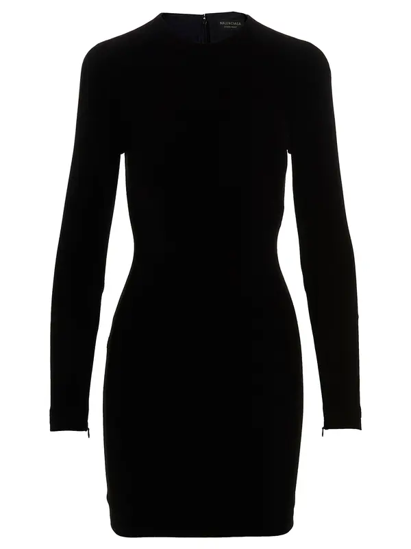Balenciaga Stretch Twill Increspate Minidress - Black
