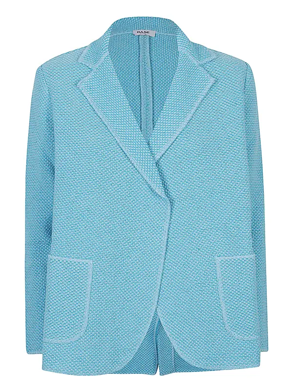 BASE Cotton And Linen Blend Knitted Jacket - Clear Blue