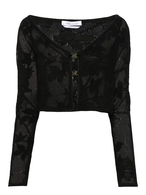 Blumarine Embroidered Cropped Cardigan - Black