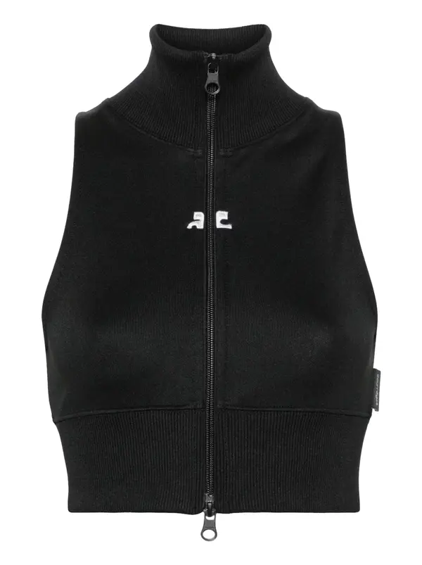COURREGES Cropped Track Vest - Black