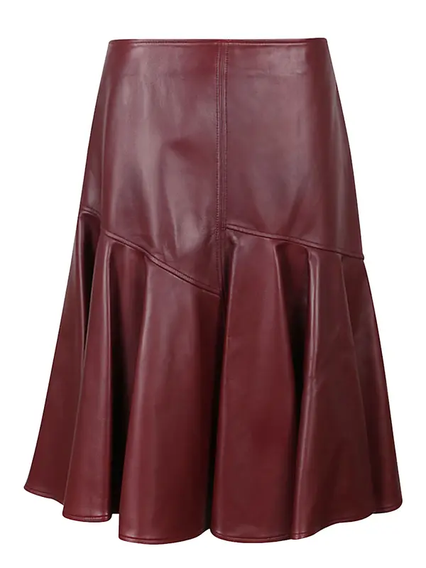 Bottega Veneta Leather A-line Midi Skirt - Bordeaux