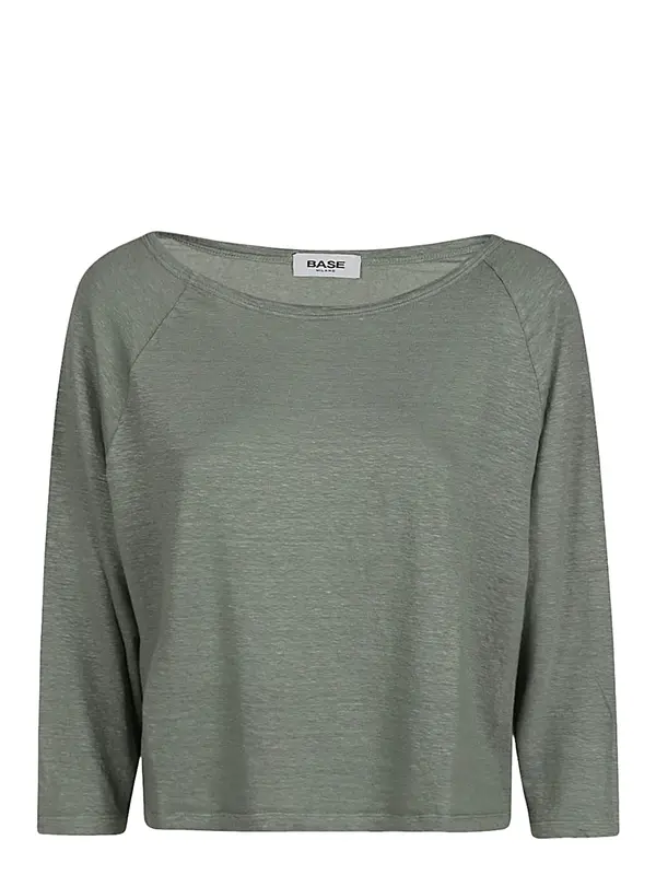 BASE Name Linen Boat Neck Sweater - Green