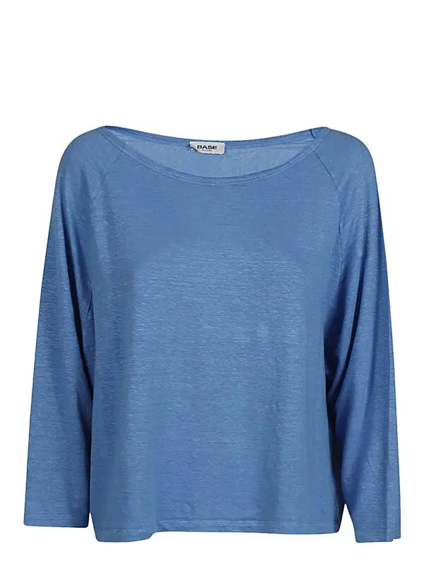 BASE Name Linen Boat Neck Sweater - Clear Blue