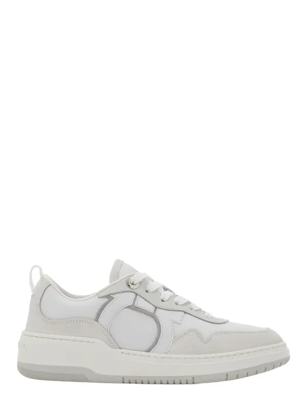 FERRAGAMO Gancini Leather Sneakers - White