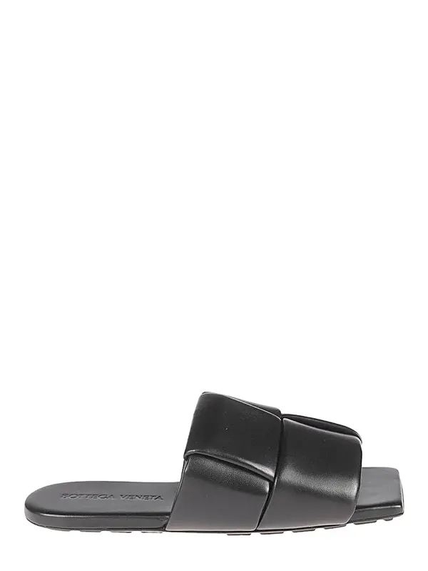 Bottega Veneta Patch Leather Flat Sandals - Black