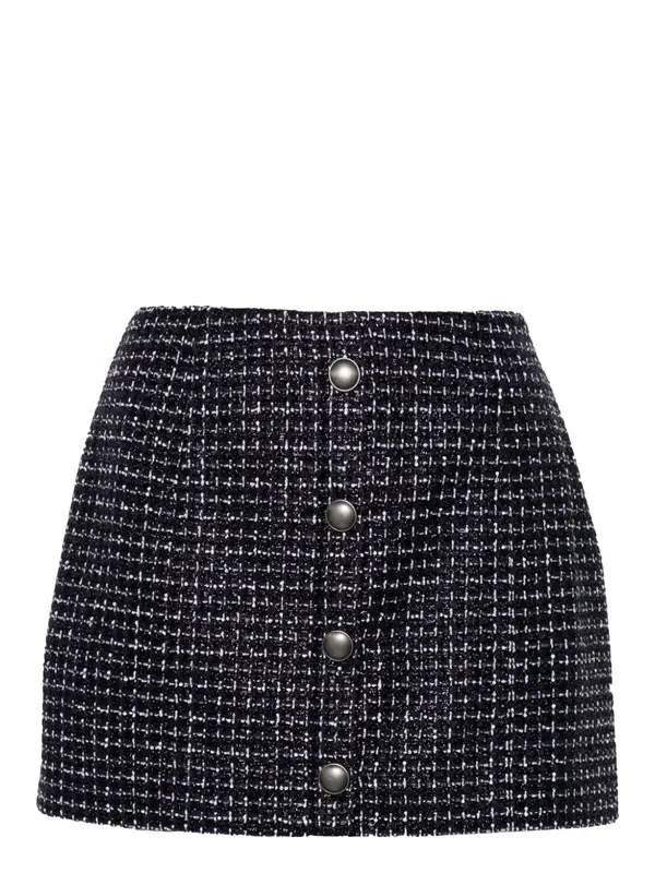 Alessandra Rich Sequin Checked Tweed Mini Skirt - Blue